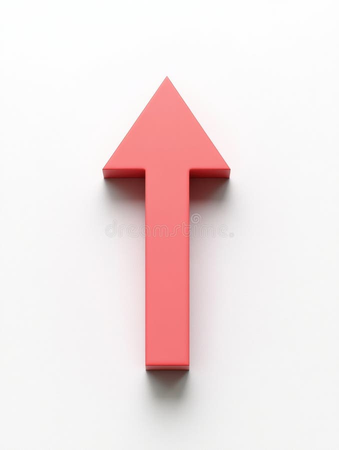 Red Upward Arrow Symbol on a Plain White Background Indicating ...