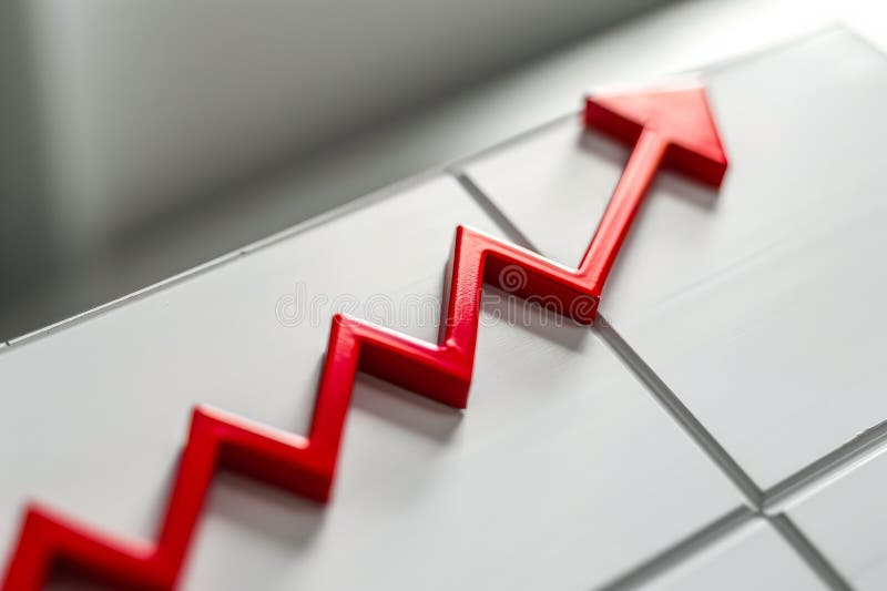 Red Arrow Pointing Upwards is on a White Background Stock Photo - Image ...