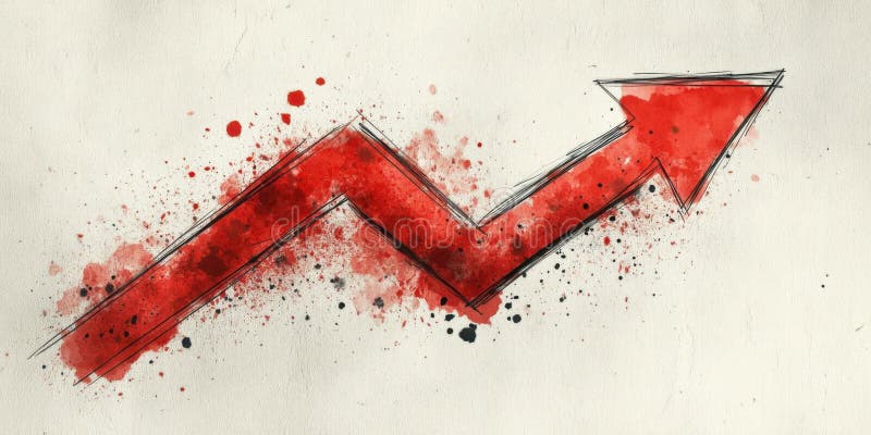Red Arrow Points Upward Showing Growth and Progress with Determination ...