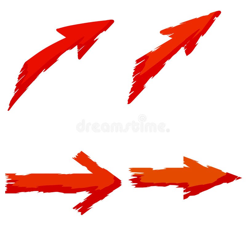 Red Arrow with Ragged Edges. Direction Indicator in Grunge Style Stock ...