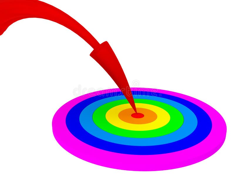 Red Arrow into Rainbow Circle Aim Stock Illustration - Illustration of ...