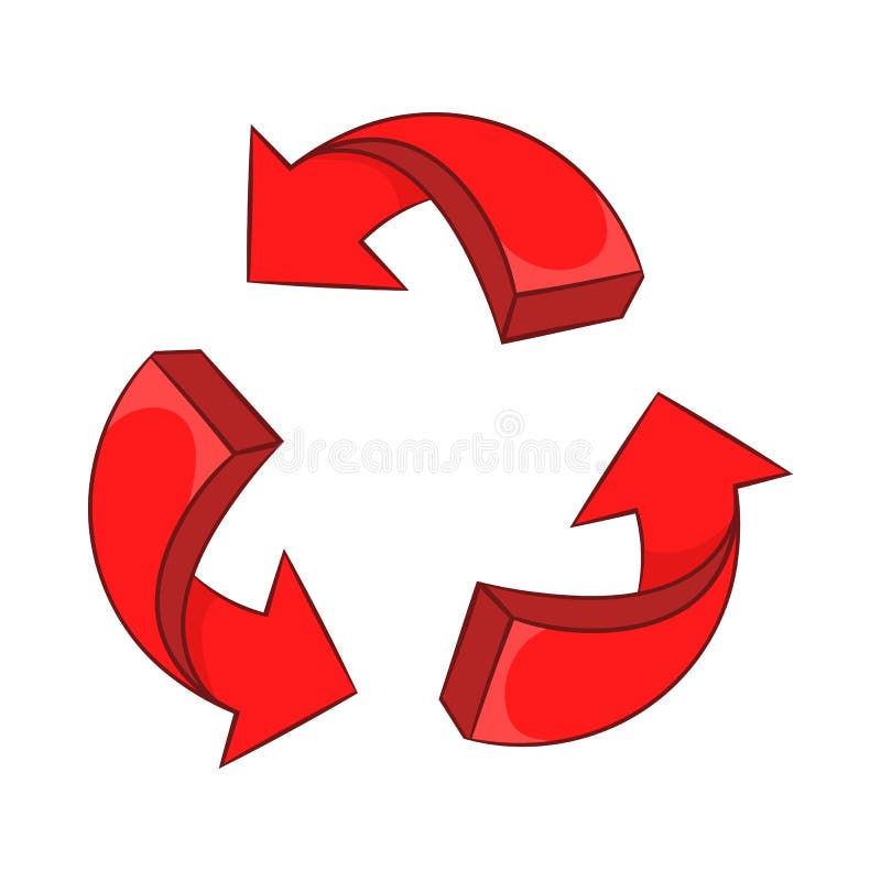 Red Arrow Recycling Icon, Cartoon Style Stock Vector - Illustration of ...
