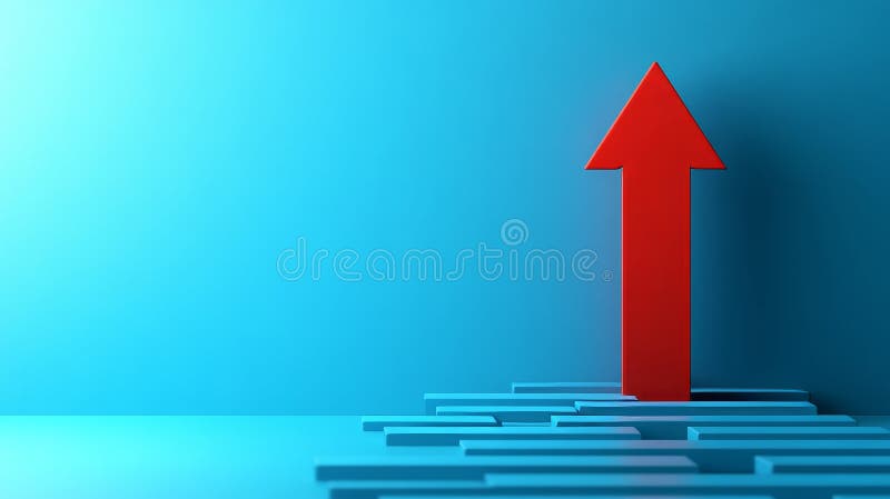 Red Arrow Rising in a Blue Maze: Symbolizing Growth and Opportunity ...