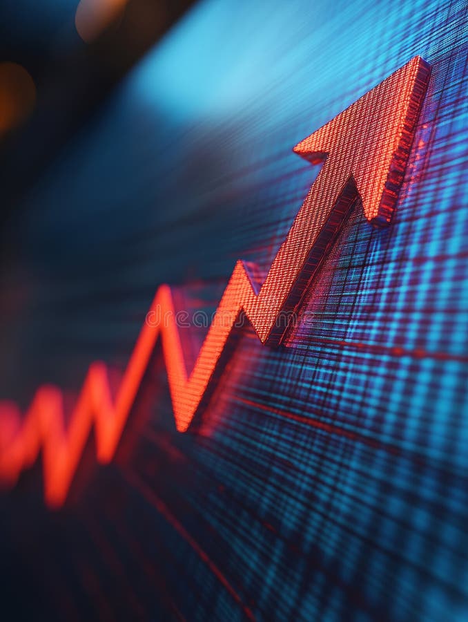 Red Arrow Rising on Digital Stock Market Chart. Stock Photo - Image of ...