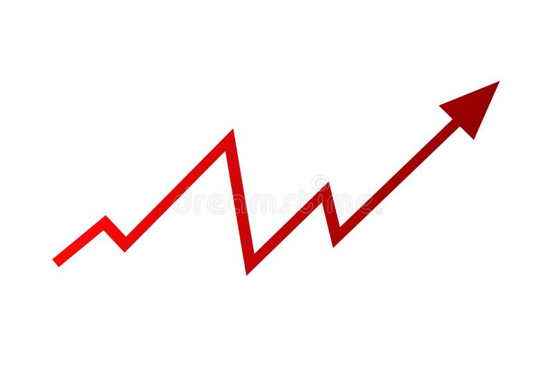 Red Arrow Rising in Zigzag Pattern on White Background Stock Vector ...