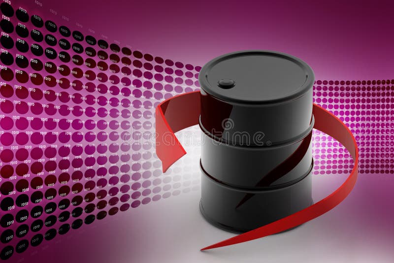 Red Arrow Rounded the Oil Barrel Stock Illustration - Illustration of ...