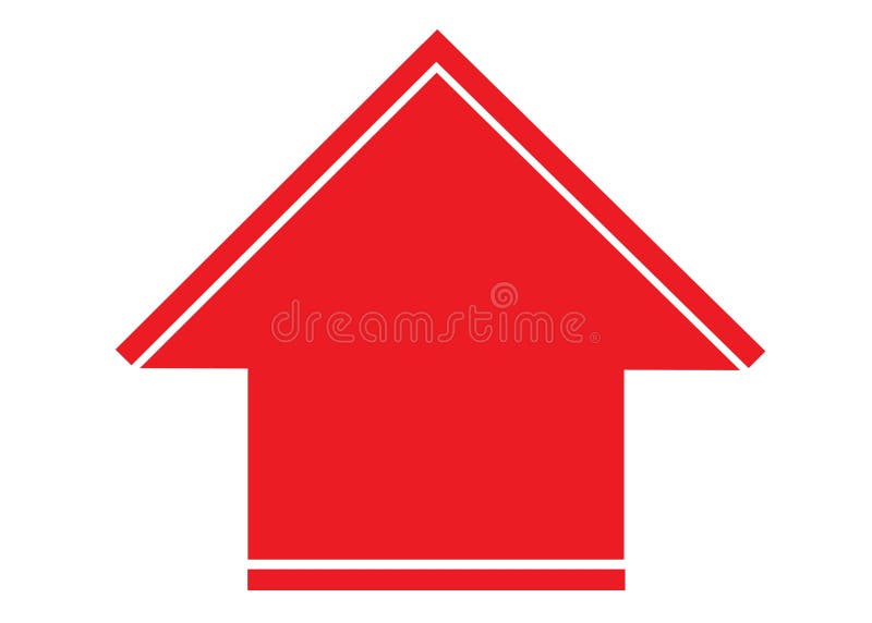 A Red Arrow Shape or a House Shape with Borders Against a White ...