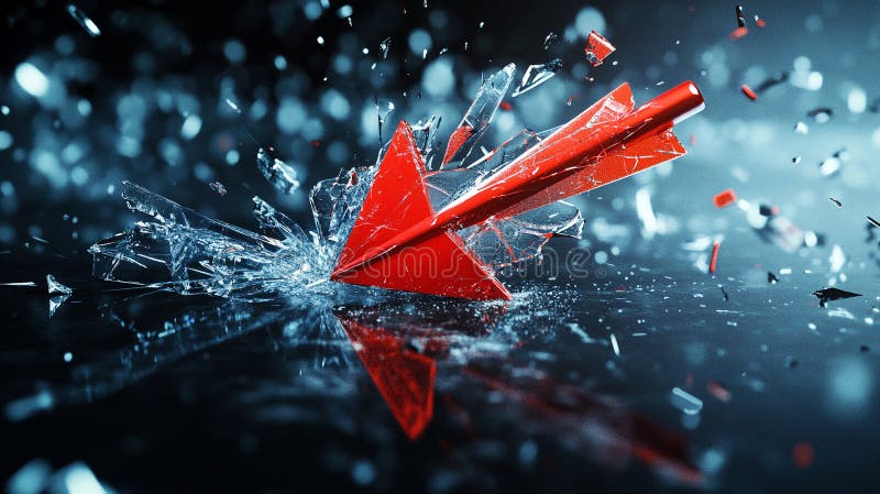 Red Arrow Shatters Glass, Representing Target Hit Stock Illustration ...