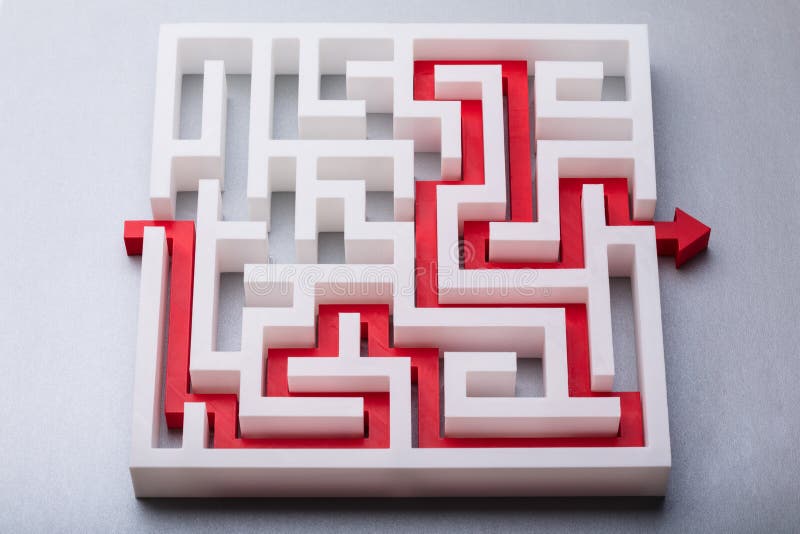 Red Arrow Showing Path through Maze Stock Image - Image of path ...