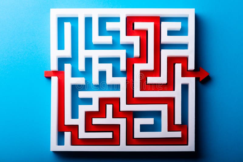 Red Arrow Showing Path through Maze Stock Photo - Image of metaphor ...