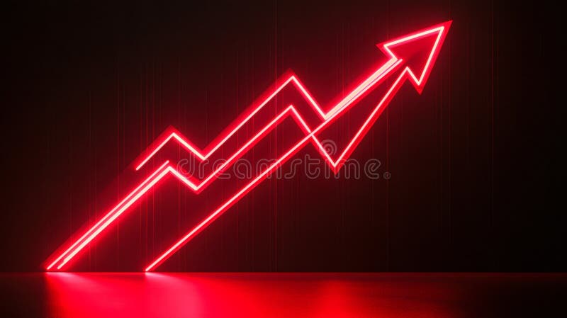 Red Arrow Shows Sharp Decline in Holographic Financial Chart on a Black ...