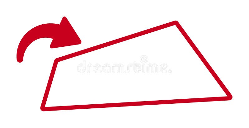 Red Arrow and Slanted Quadrilateral Symbol with Bold Outline Stock ...
