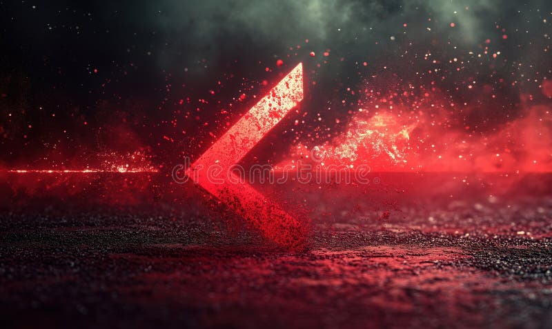 Red Arrow Symbol with Dynamic Particles and Dramatic Lighting Effects ...