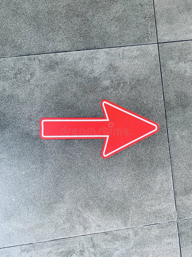 Red Arrow on the Tile Floor Stock Image - Image of progress, place ...