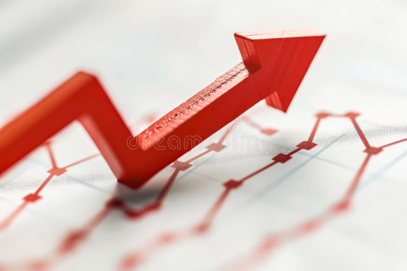 Red Arrow is on Top of a Graph with Red Lines. Stock Photo - Image of ...
