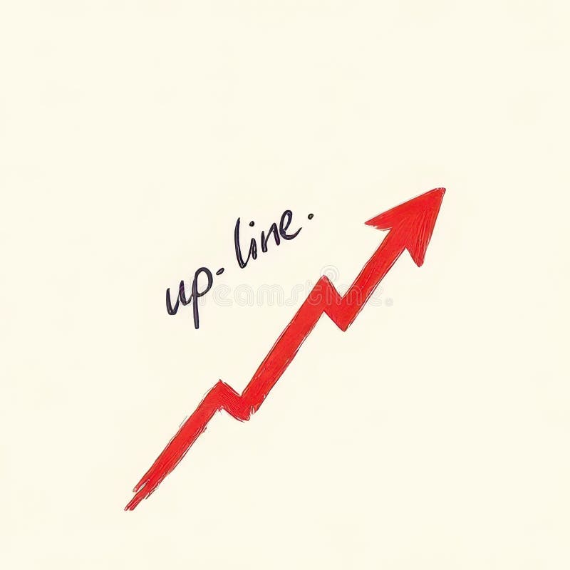 Red Arrow Up Line Hand Drawn - Positive Progression Illustration Stock ...