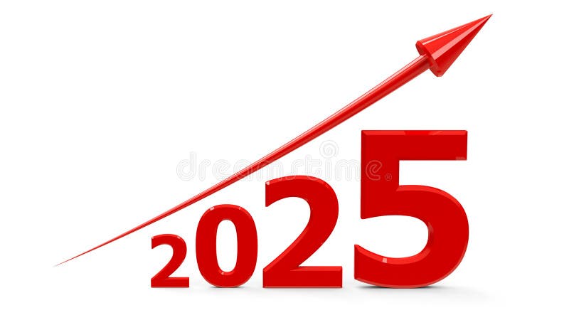 Red arrow up with 2025 stock illustration. Illustration of background ...