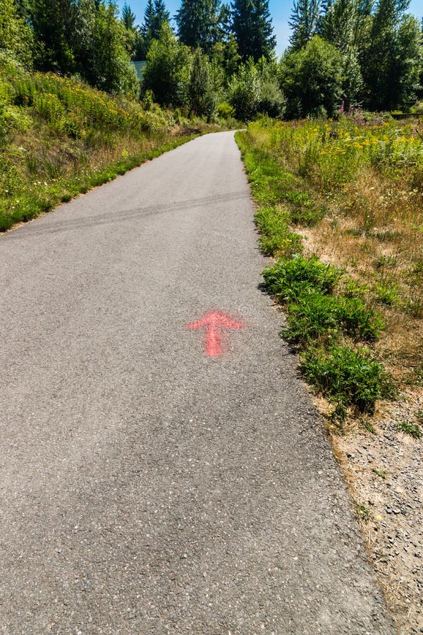 Red arrow on walking path stock image. Image of blue - 33204677