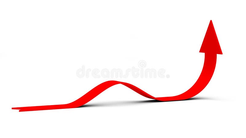 Red arrow on white stock illustration. Illustration of graph - 54498375