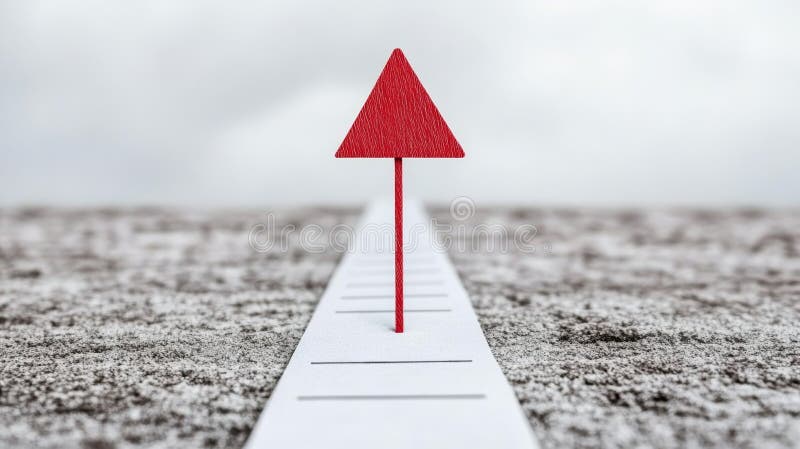 Red Arrow on White Line, a Symbol of Direction, Progress, and Forward ...