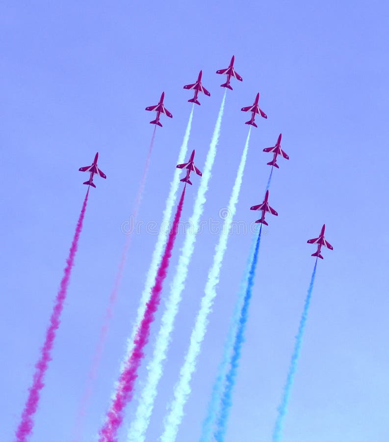 Red Arrows Air Show stock image. Image of britain, blue - 227691