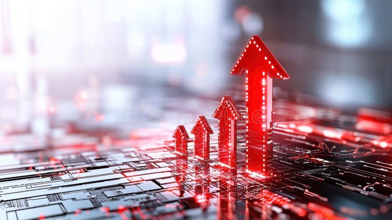 Red Arrows on Circuit Board Stock Illustration - Illustration of ...