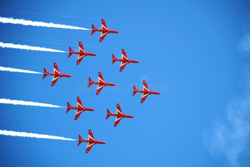 Formation Flight Red Arrows Stock Photo - Image of flying, stripes: 337424