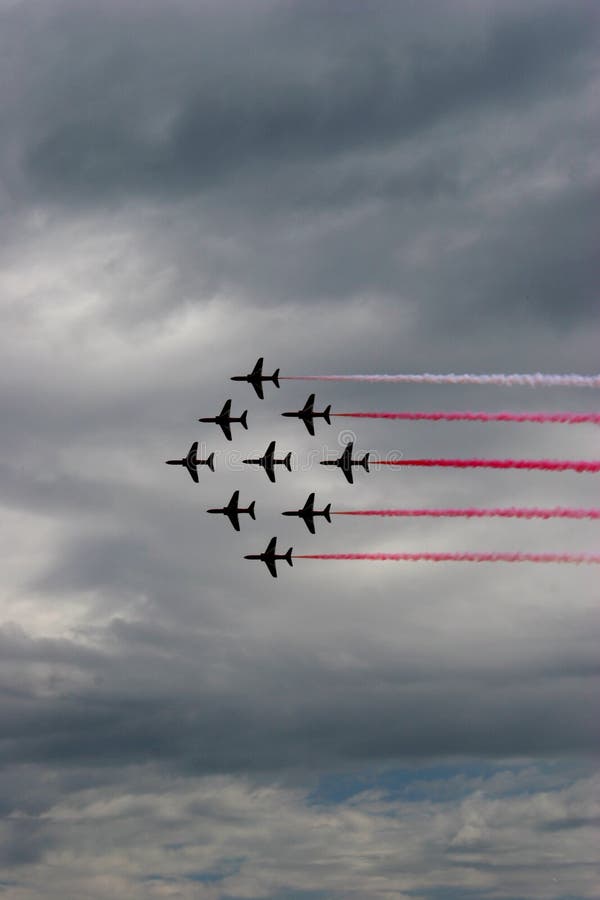Red Arrows Formation at Eastbourne Air Show 2005 Stock Image - Image of ...