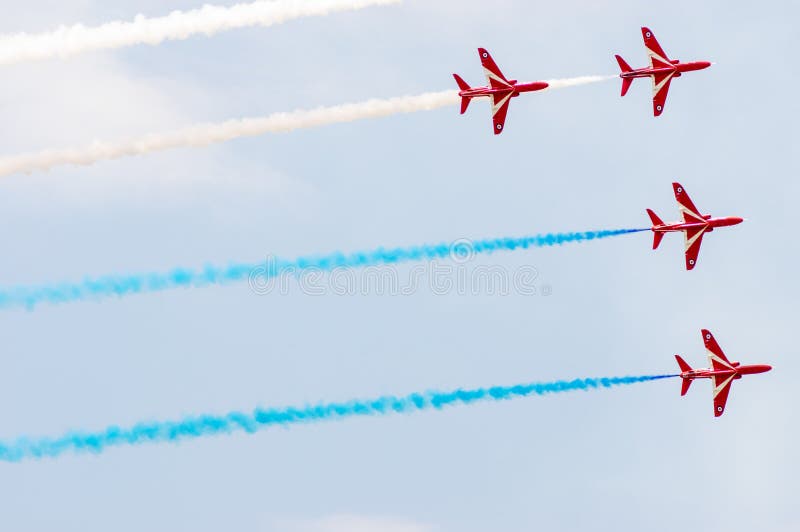 Red Arrows in formation editorial stock photo. Image of arrows - 155152018