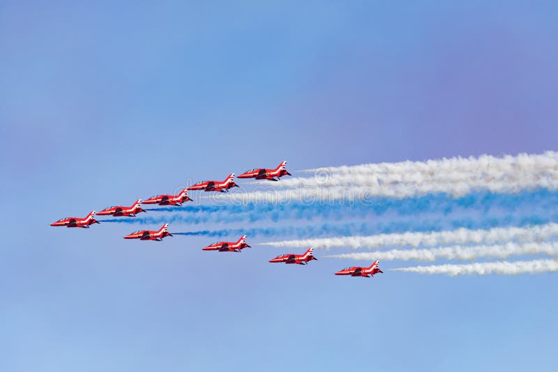Red Arrows editorial stock image. Image of airshow, force - 94132114