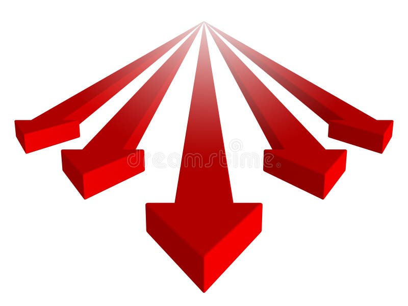 Red Arrows Group with Leader on White Background Stock Illustration ...