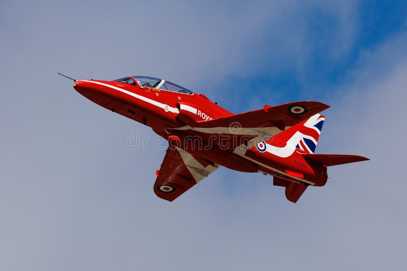 A Red Arrows Hawk Flies Against a Bright Blue Sky Editorial Photography ...