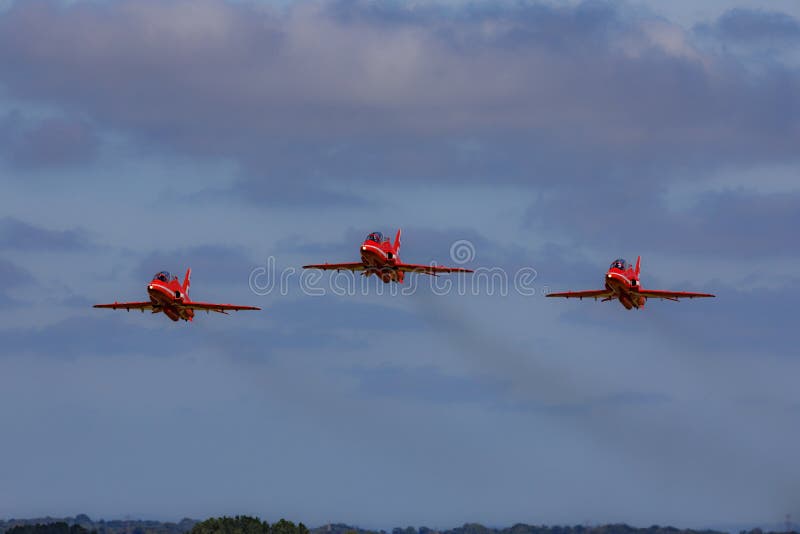 3 Red Arrows Hawk Jets Take Off from Blackpool Airport Editorial Stock ...
