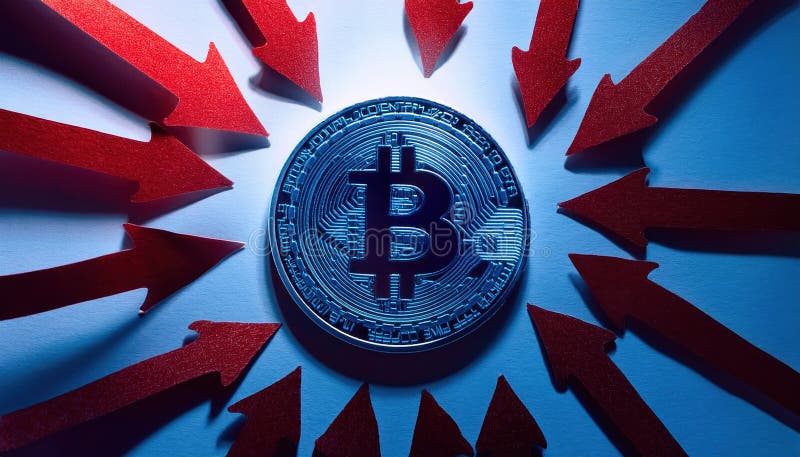 Red Arrows Indicate Sharp Decline in Cryptocurrency Values with Firefly Light Illuminating ...