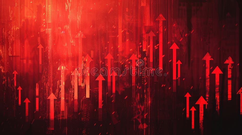 Red Arrows Indicating Growth Trends in a Data Visualization Design ...