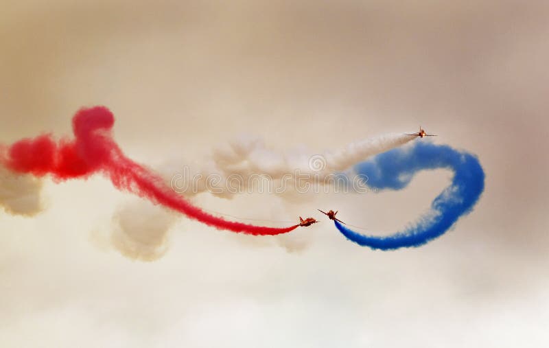 The Red Arrows RAF Display Team in Action. Stock Image - Image of fast ...