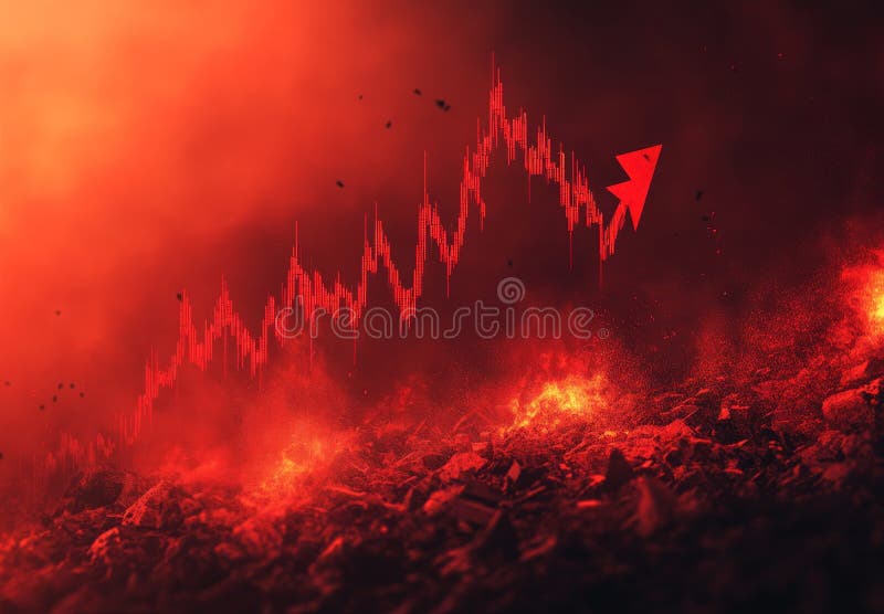 Red Arrows Representing Financial Downfall on a Dark Background Stock ...