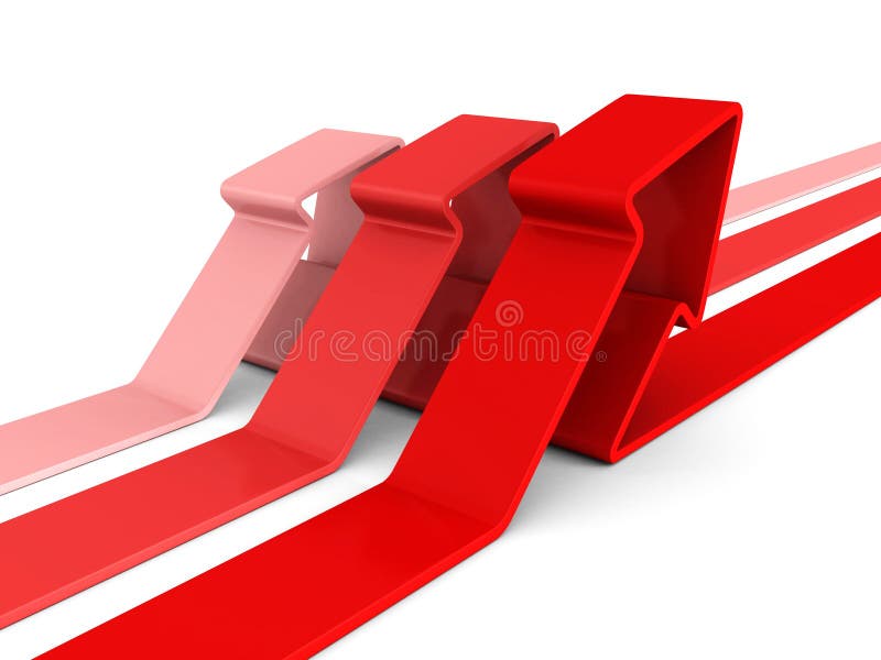 Red Arrows Rising Up on White Background Stock Illustration ...