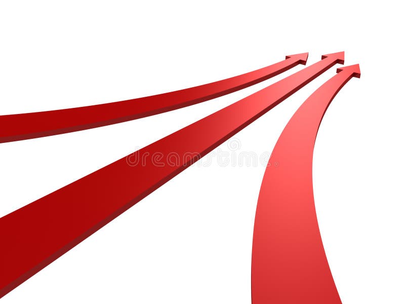 Red Arrows Group with Leader on White Background Stock Illustration ...