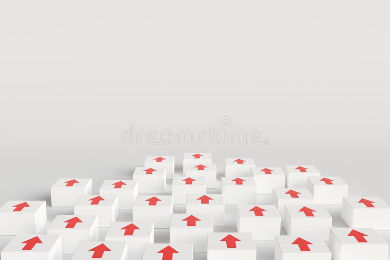 Red Arrows on White Background Point in Same Direction. Leadership ...