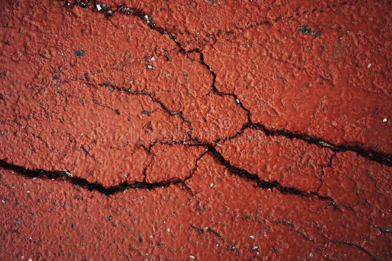 A crack in the red asphalt stock image. Image of cracked - 380282891