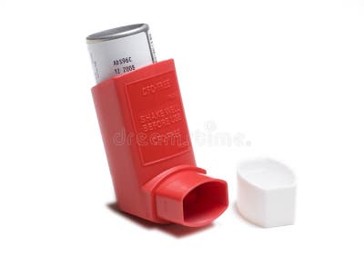 Red Asthma Inhaler stock image. Image of lungs, cough - 6139281