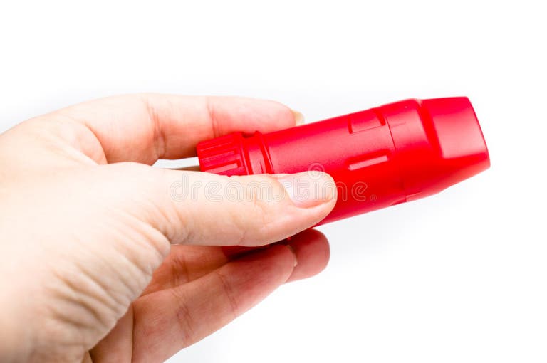 Red Asthma Inhaler stock photo. Image of medication, close - 40503340