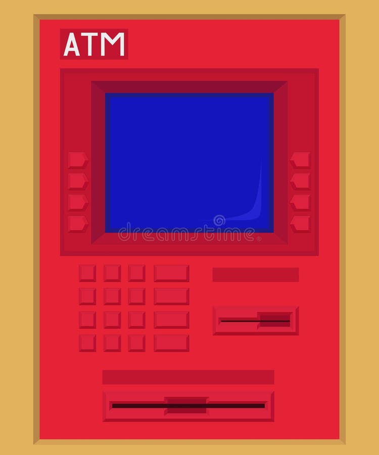 Red ATM machine stock vector. Illustration of conceptual - 58518842