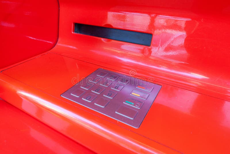 Red ATM Machine detail stock image. Image of bank, credit - 39725973