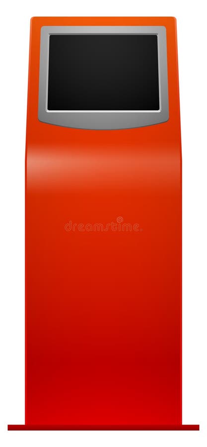 Red Atm Mockup. Realistic Bank Screen Machine Stock Illustration ...