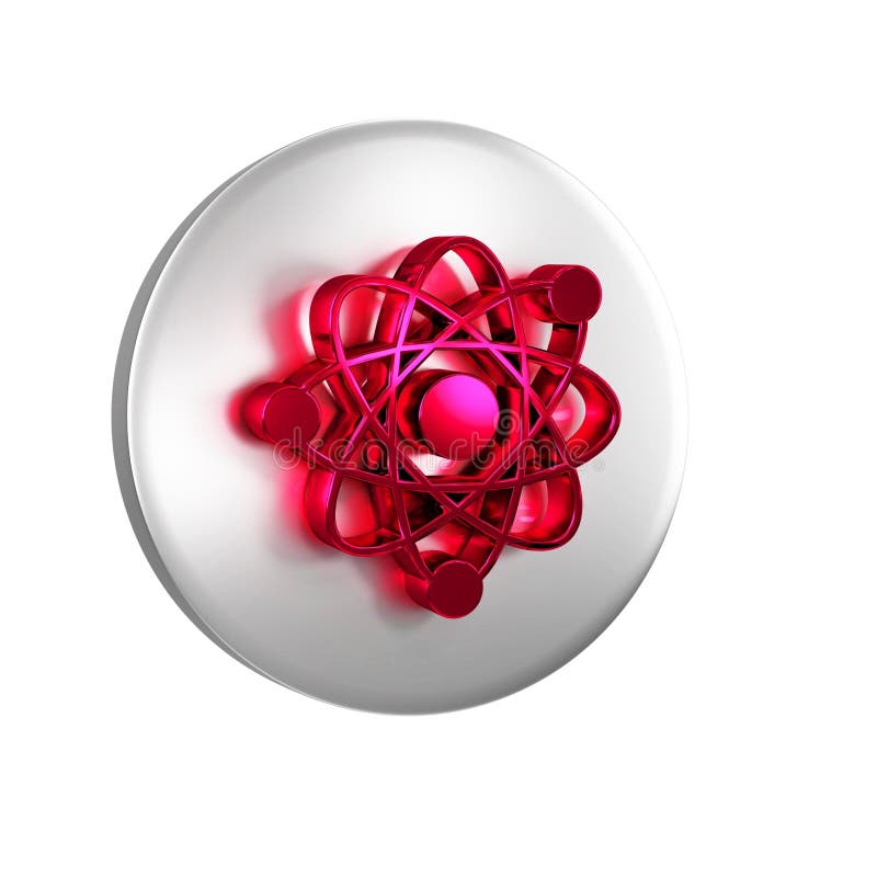 Red Atom Icon Isolated on Transparent Background. Symbol of Science ...