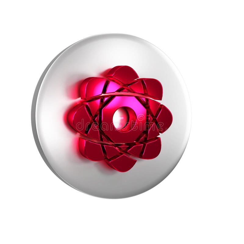 Red Atom Icon Isolated on Transparent Background. Symbol of Science ...