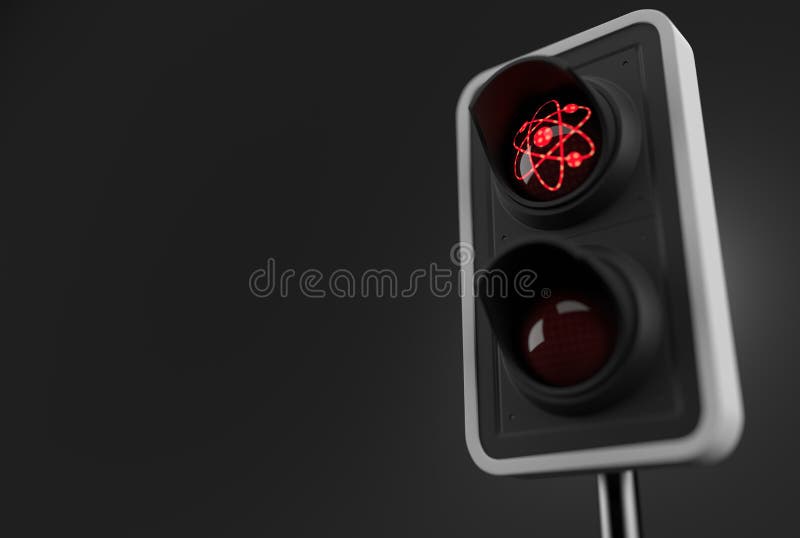 Red Atom Symbol Inside Traffic Light Stock Illustration - Illustration ...