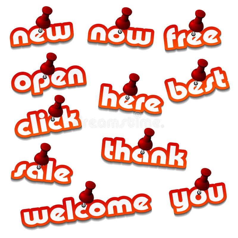 Red Attached Promotional Stickers Stock Vector - Illustration of click ...